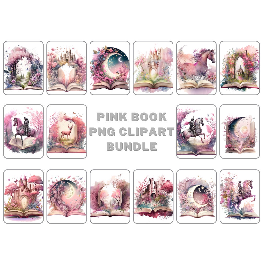 Pink Book PNG Clipart Bundle - Full License - 20 Designs - Instant ...