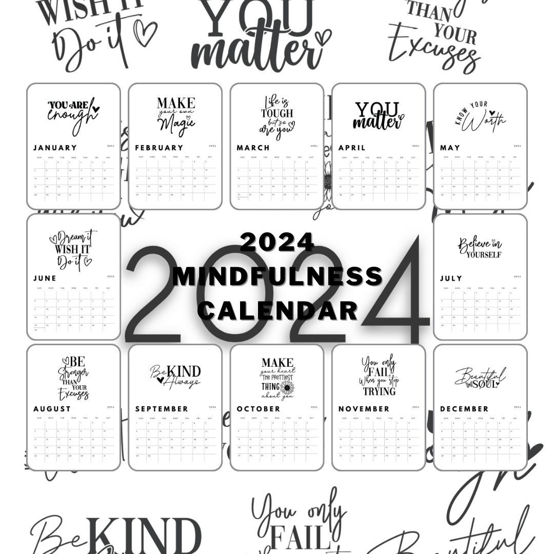2024 Mindfulness Digital Calendar Full License Instant Download - Etsy