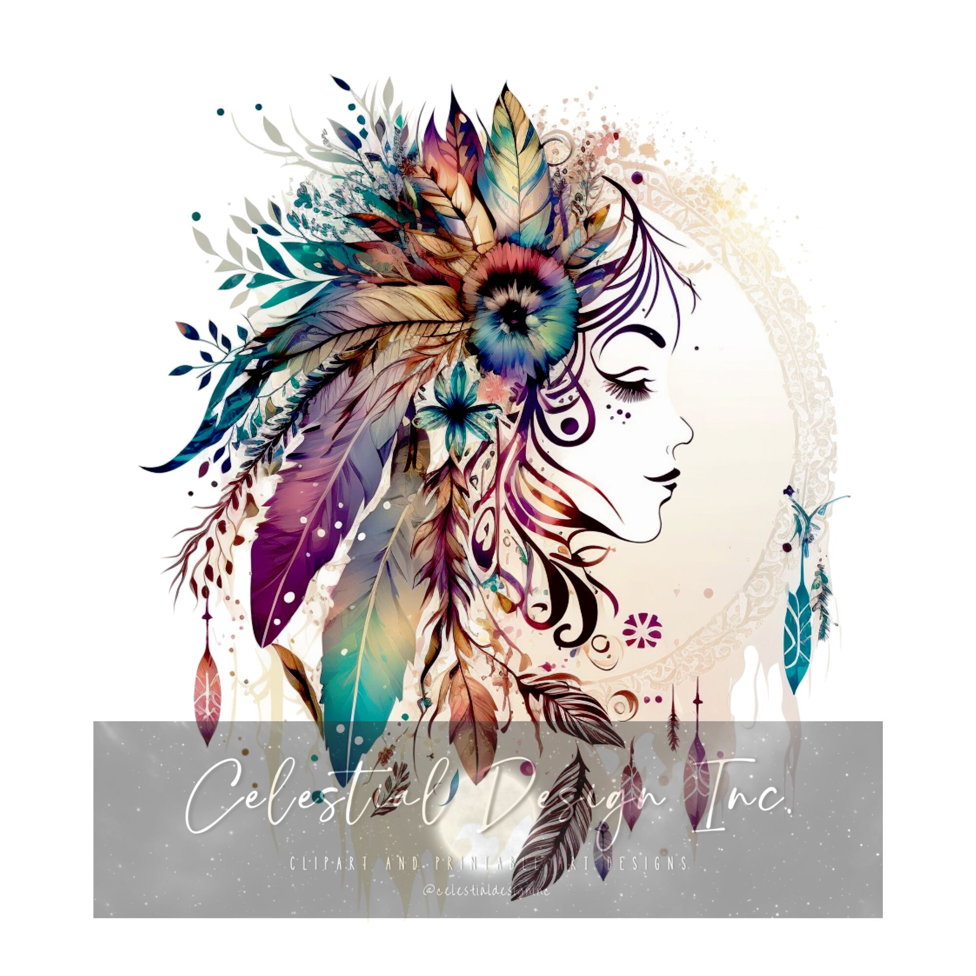 Boho Chic PNG Clipart Bundle Full License 11 Designs Instant Download ...