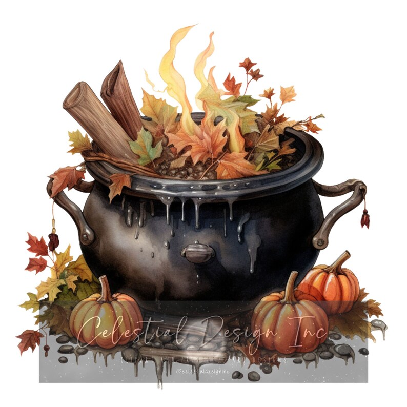 Witchy Fall PNG Clipart Bundle Full License 40 Designs Instant Download ...