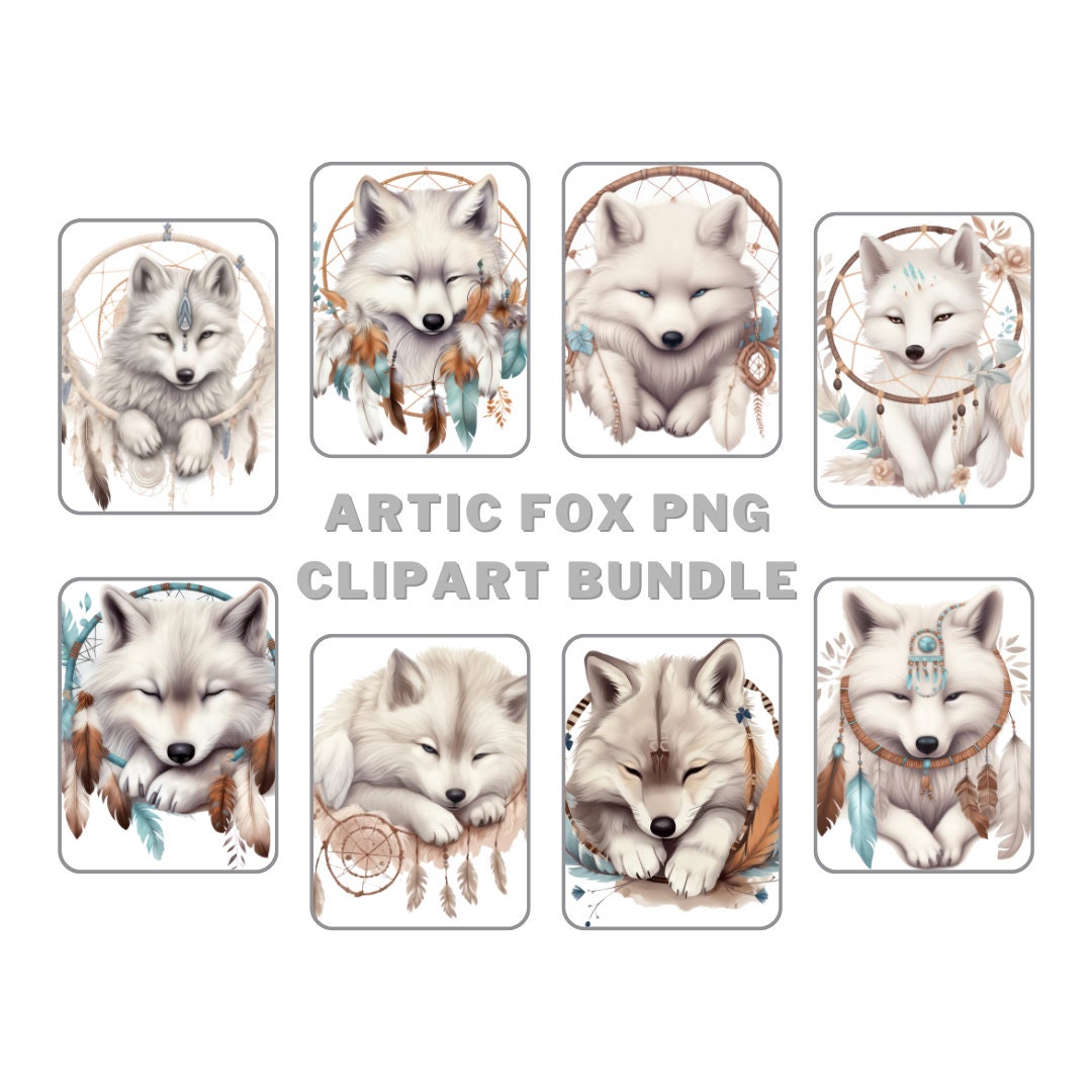 Artic Fox PNG Clipart Bundle - Full License - 8 Designs - Instant ...