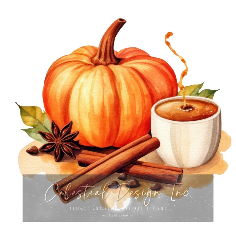 Pumpkin Spice PNG Clipart Bundle Full License 20 Designs Instant ...