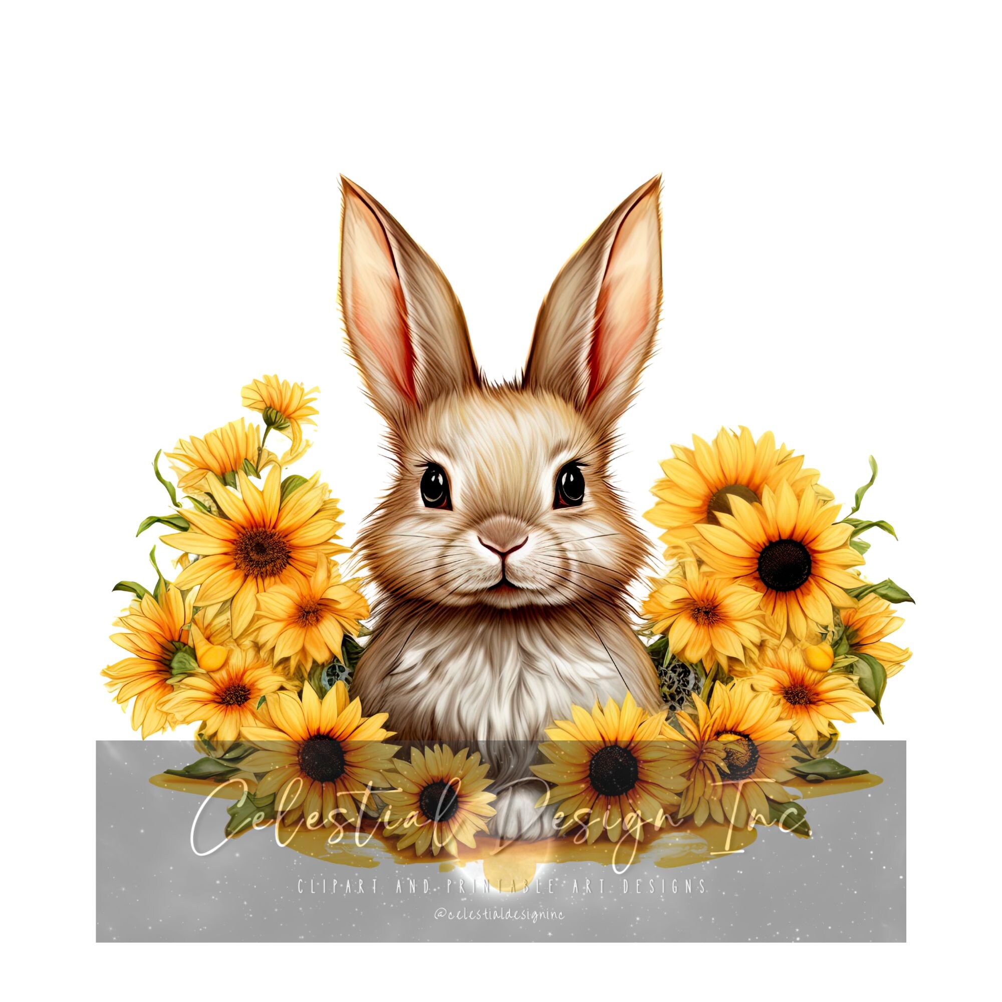 Botanical Bunnies PNG Clipart Bundle Full License 20 Designs Instant ...