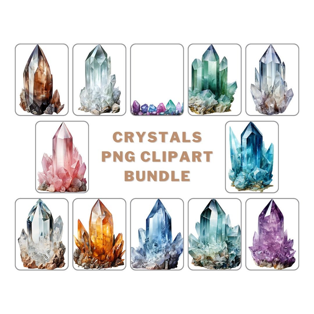 Crystals PNG Clipart Bundle Full License 12 Designs Instant Download - Etsy