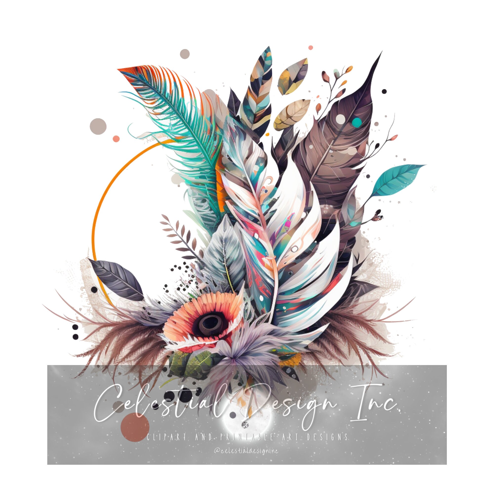 Boho Chic PNG Clipart Bundle Full License 11 Designs Instant Download ...