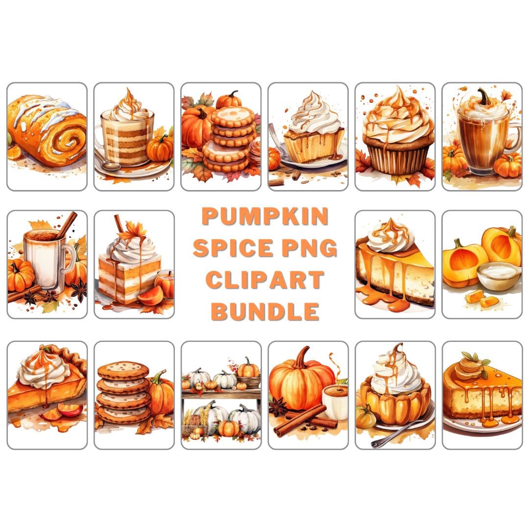 Pumpkin Spice PNG Clipart Bundle Full License 20 Designs Instant ...
