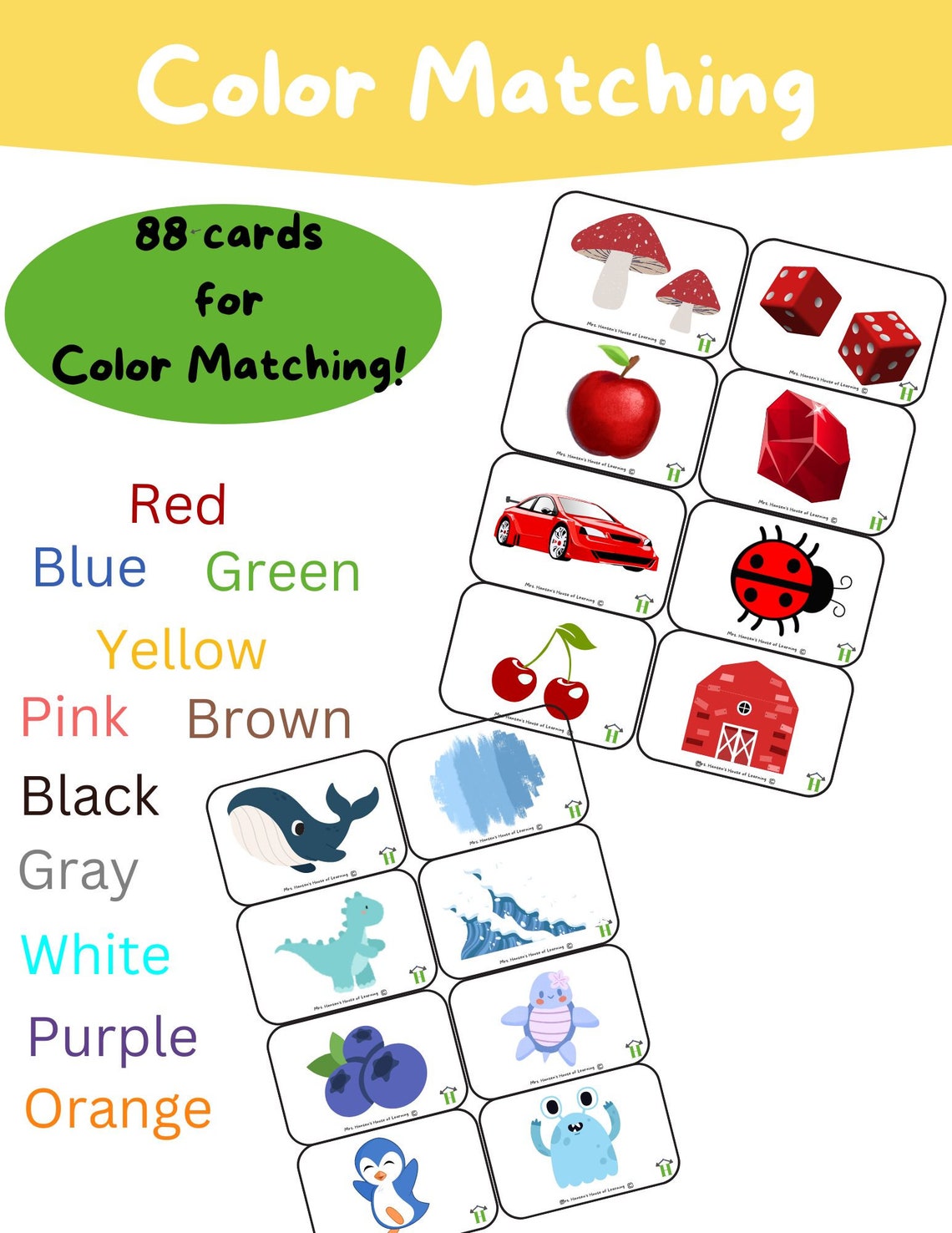 Color Matching Flashcards - Etsy