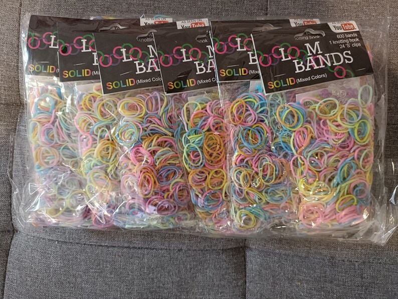 10 X Super Scented Loom Bands 600pack With Knotting Hook and 24 S Clips ...