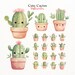 Cute Cactus Watercolor Clipart - Digital Download, Succulent Plants ...