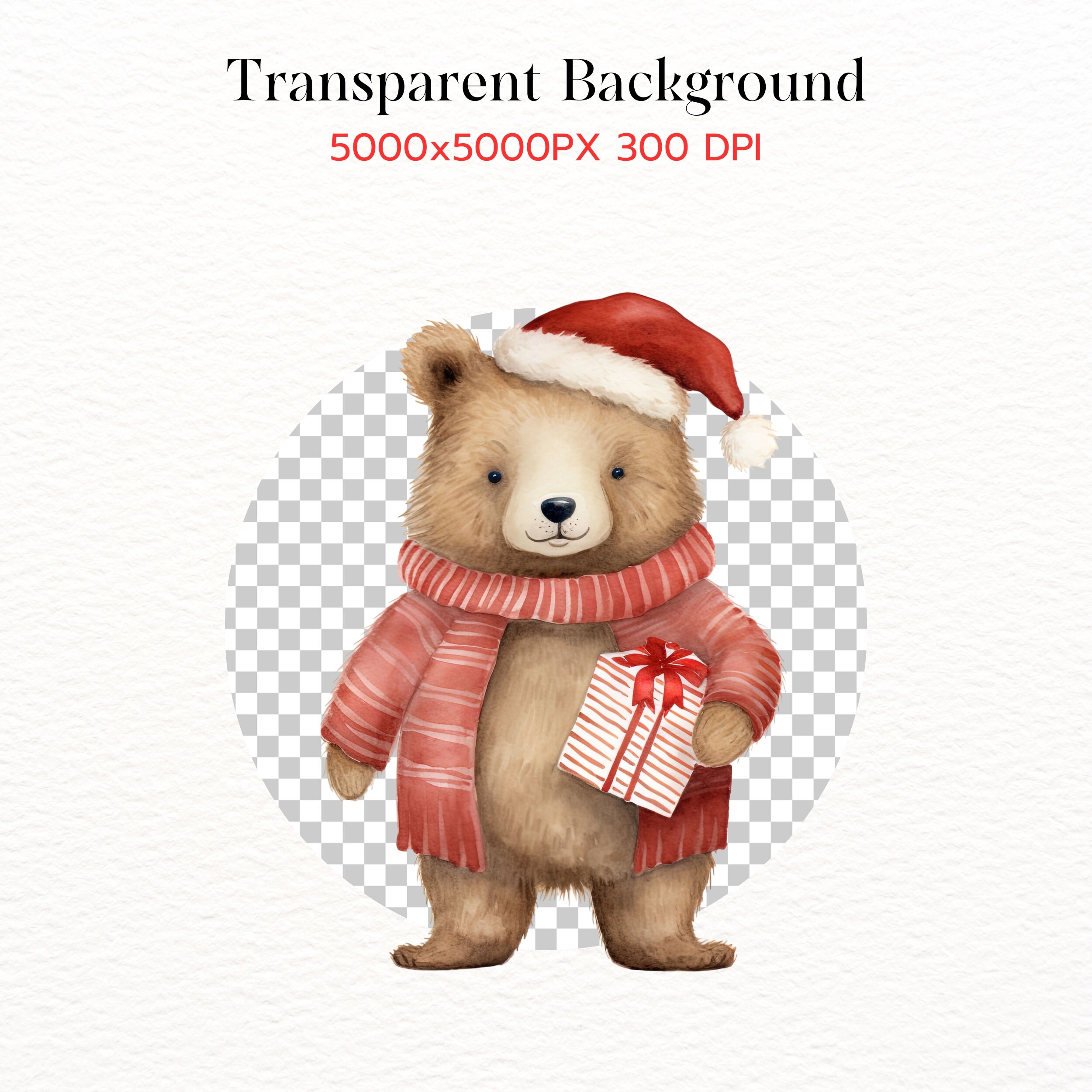 Bear Christmas Watercolor Clipart: Cozy Holiday PNG Bundle (digital ...