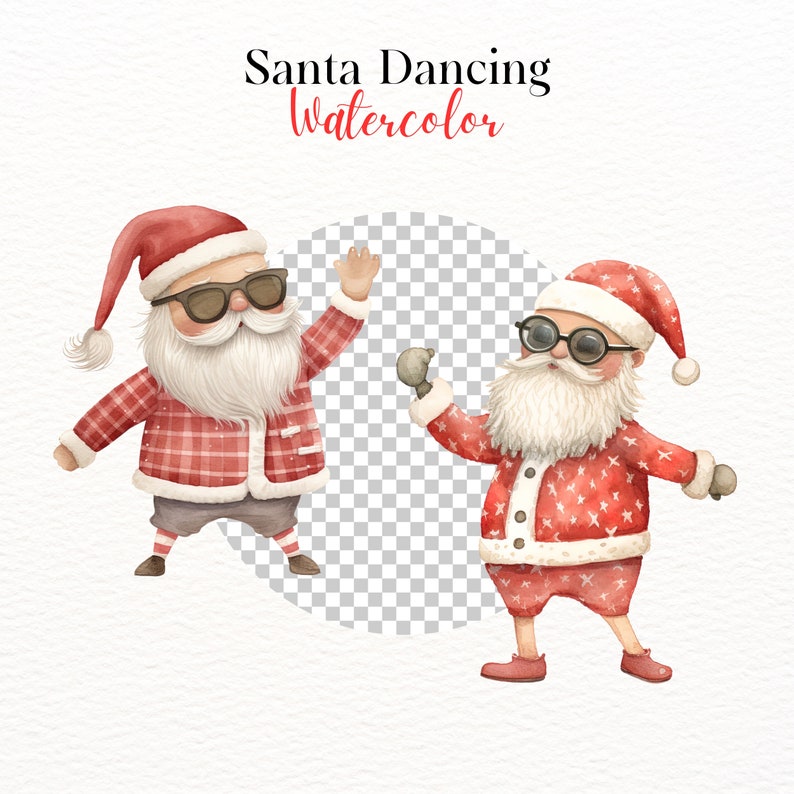Santa Dancing Clipart, Christmas Clipart, Santa Claus PNG, Cozy Holiday ...