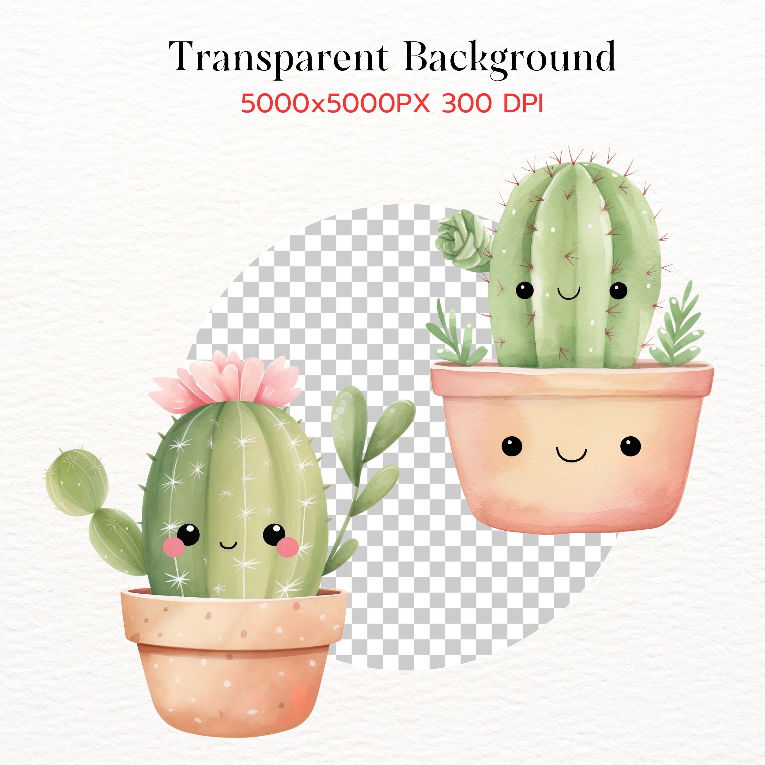 Cute Cactus Watercolor Clipart - Digital Download, Succulent Plants ...