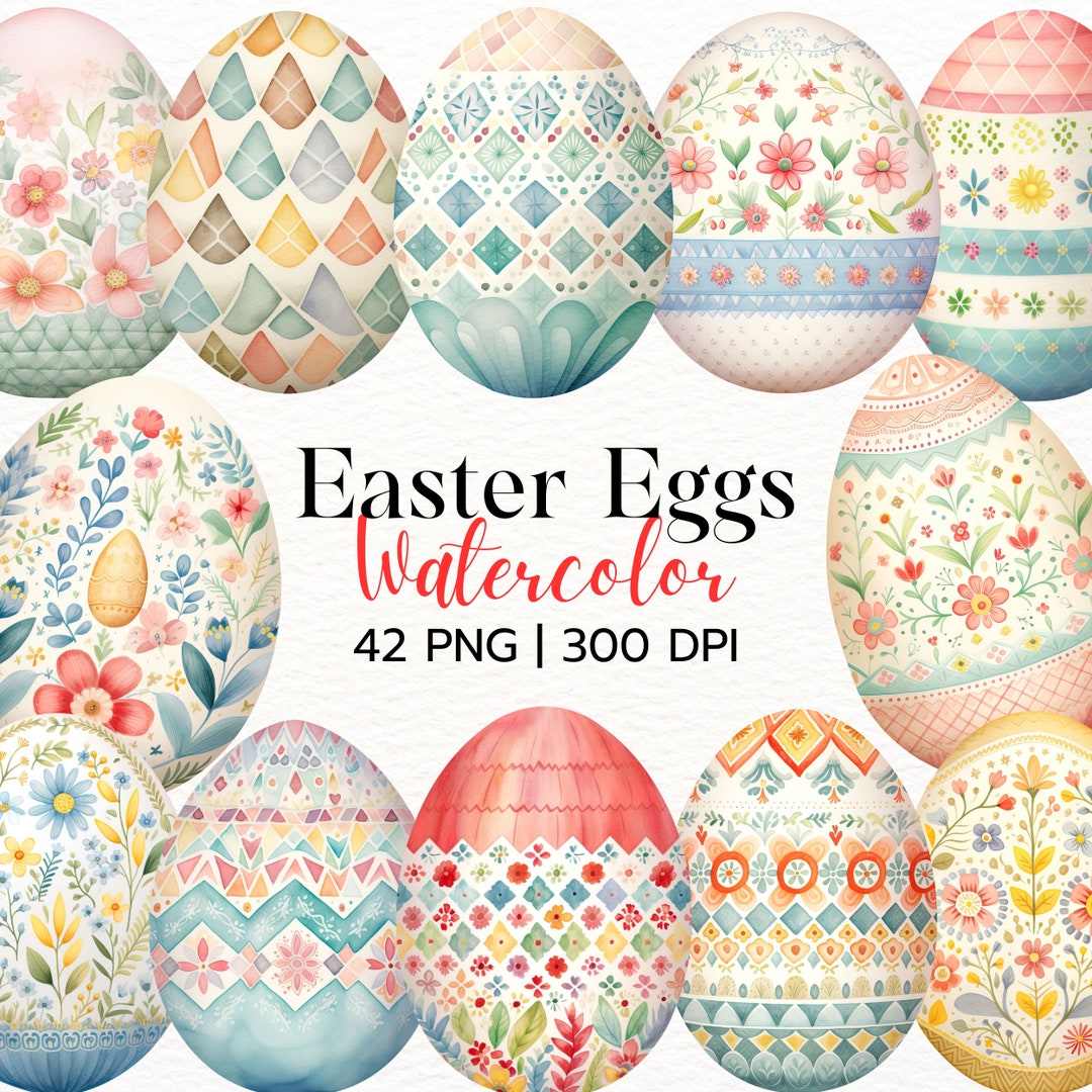 Easter Eggs Watercolor Clipart - Vibrant Egg Digital Art, Printable ...