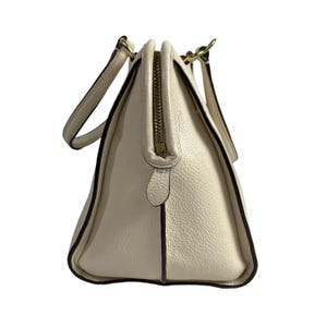 Coach NY Womens Ivory Pebbled Leather Gold Tone Accented Satchel Bag Sz ...