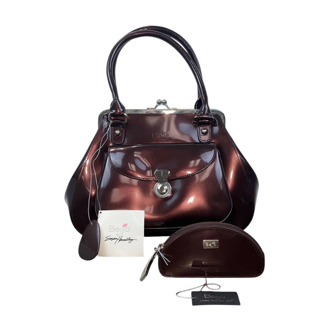 Beijo Brown Leather With Matching Coin Purse Set Twist Lock Women ...