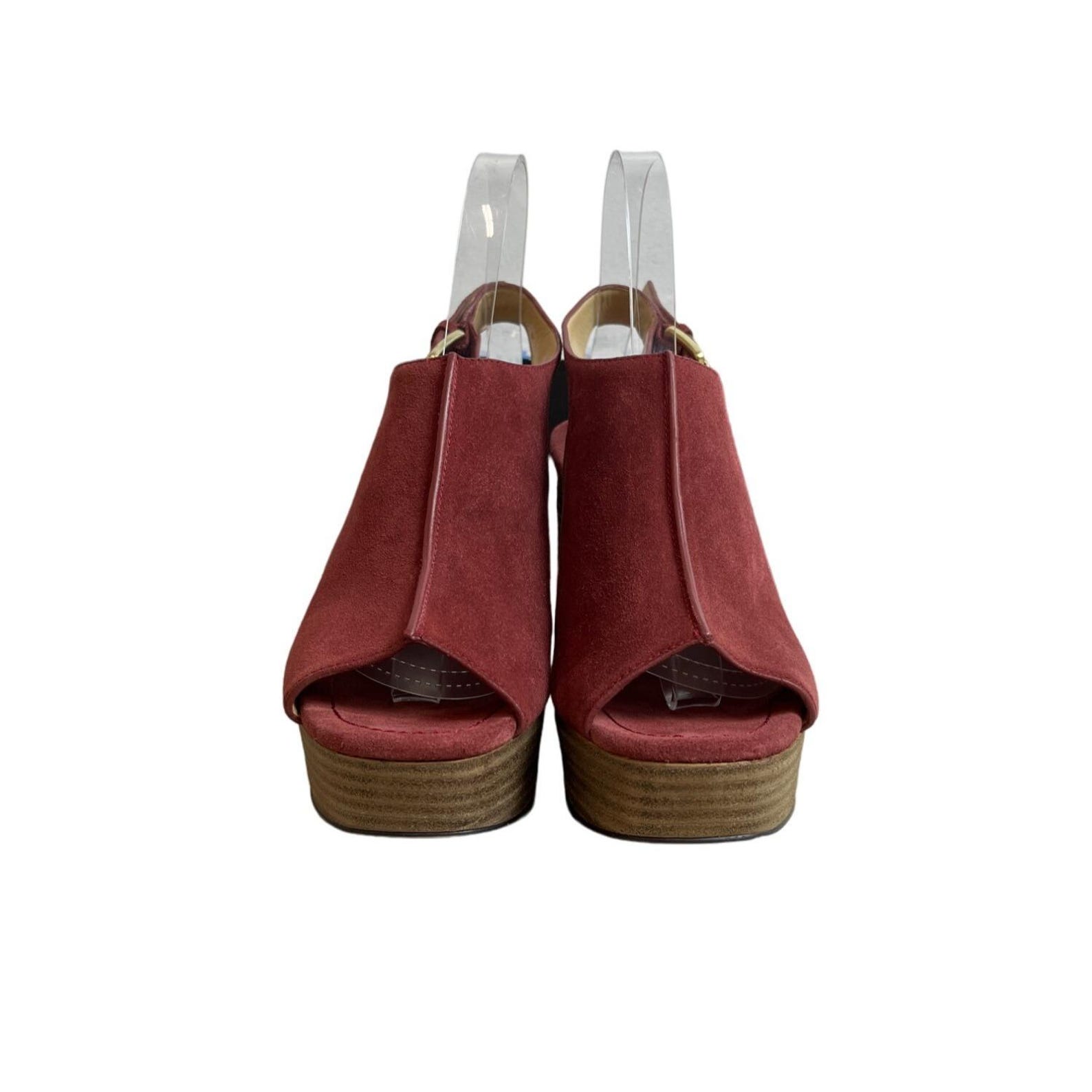 Michael Kors Women's Brick Red Suede Piper Sling Peep Toe Heels Sz 8M ...