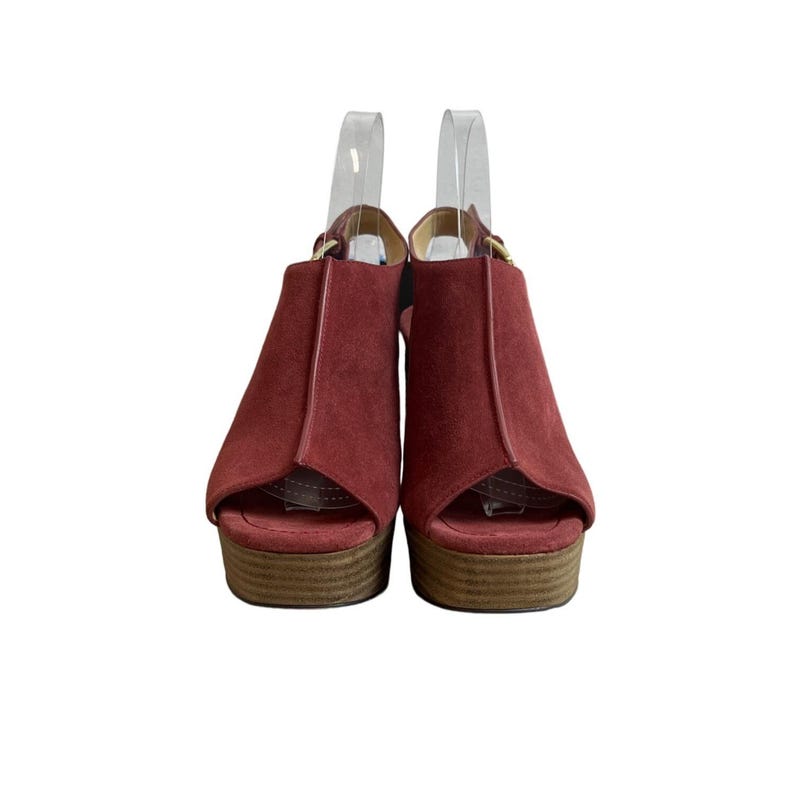 Michael Kors Women's Brick Red Suede Piper Sling Peep Toe Heels Sz 8M ...