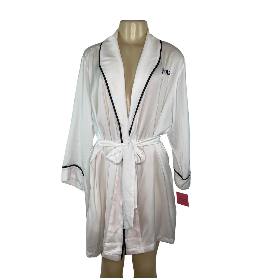 Kate Spade New York White Mrs. Embroidered Initials Bathrobe Sz L/XL ...