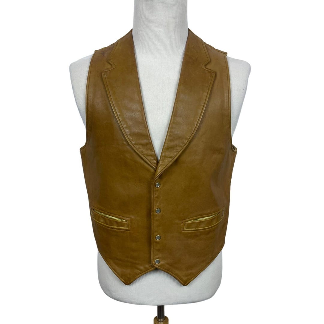 Vintage Wind River Leather Works Men's Leather Vest Brown Sz 44 - Etsy