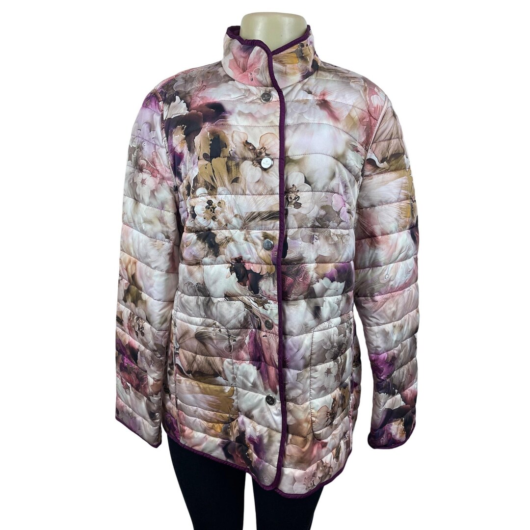 Basler Womens Silver Floral Design Button Down Jacket Sz 42 US 6 NWT - Etsy