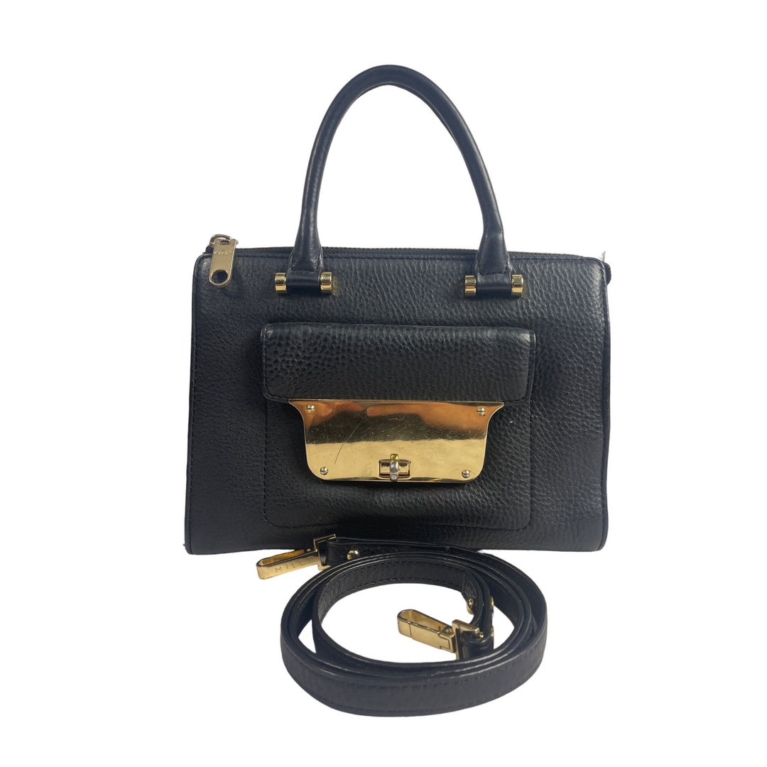 Milly Women's Black Leather Isabella Tote Bag Sz M - Etsy