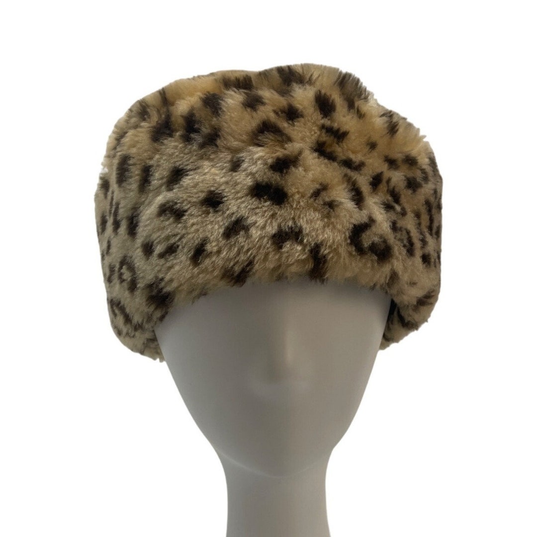 Everitt Faux Fur Leopard Print Pillbox Winter Hat One Size - Etsy