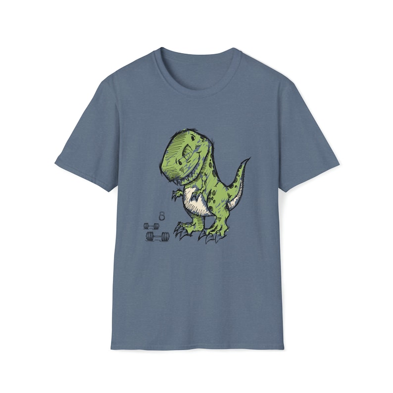 Cute T-rex Dinosaur Lifting Weighs, Working Out, Shirt, Unisex ...