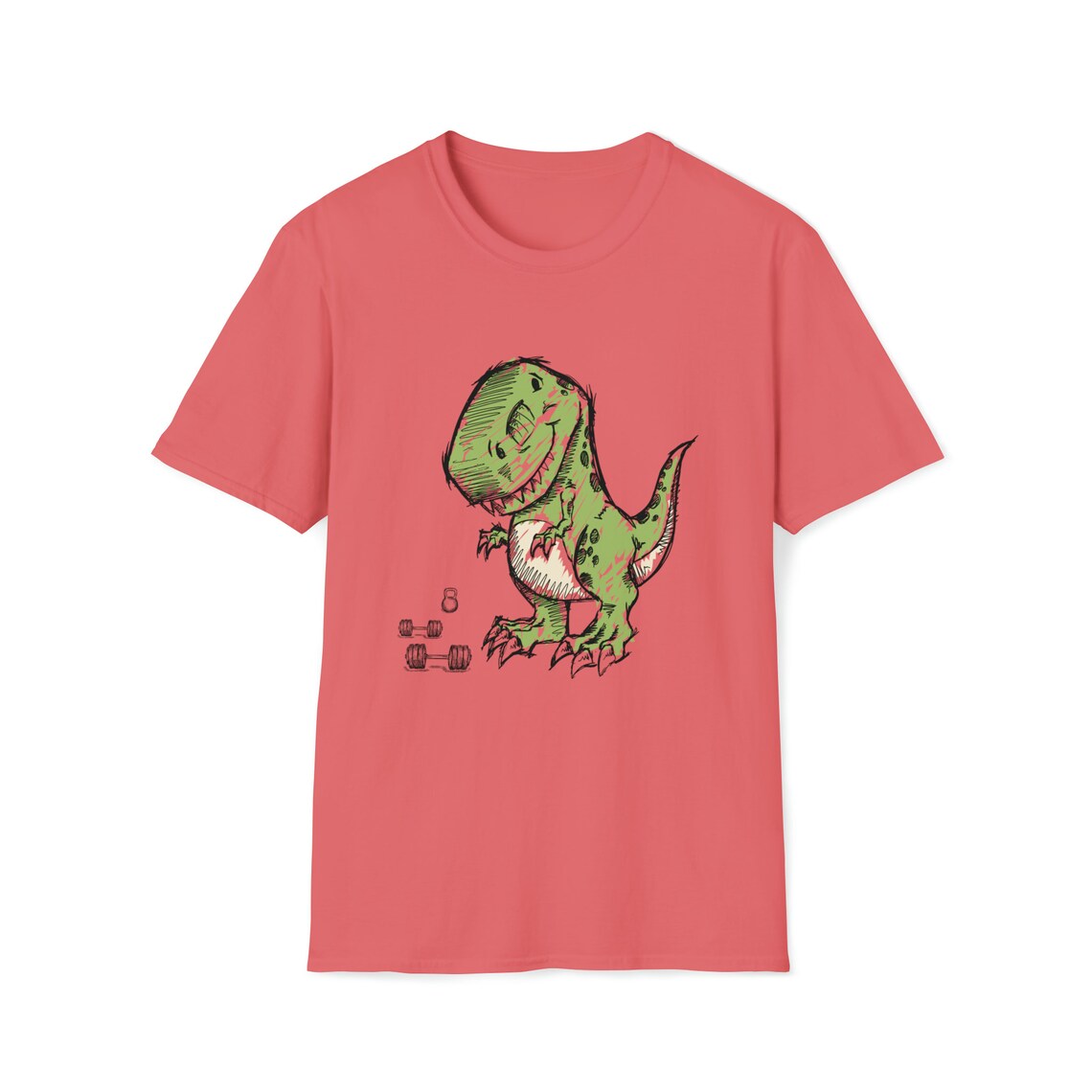 Cute T-rex Dinosaur Lifting Weighs, Working Out, Shirt, Unisex ...