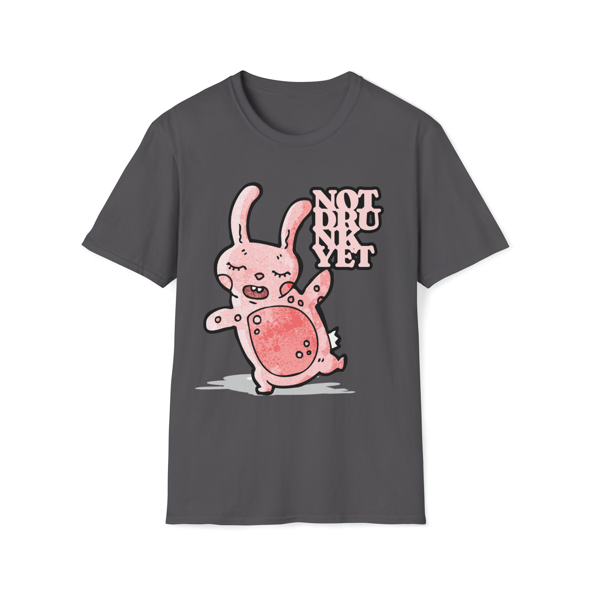 Not Drunk yet Alcoholic Cartoon Rabbit, Funny Drunk Bunny Unisex Soft ...