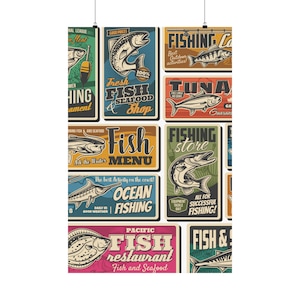 Vintage Fishing Poster - Etsy