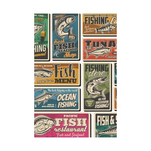 Vintage Fishing Poster - Etsy