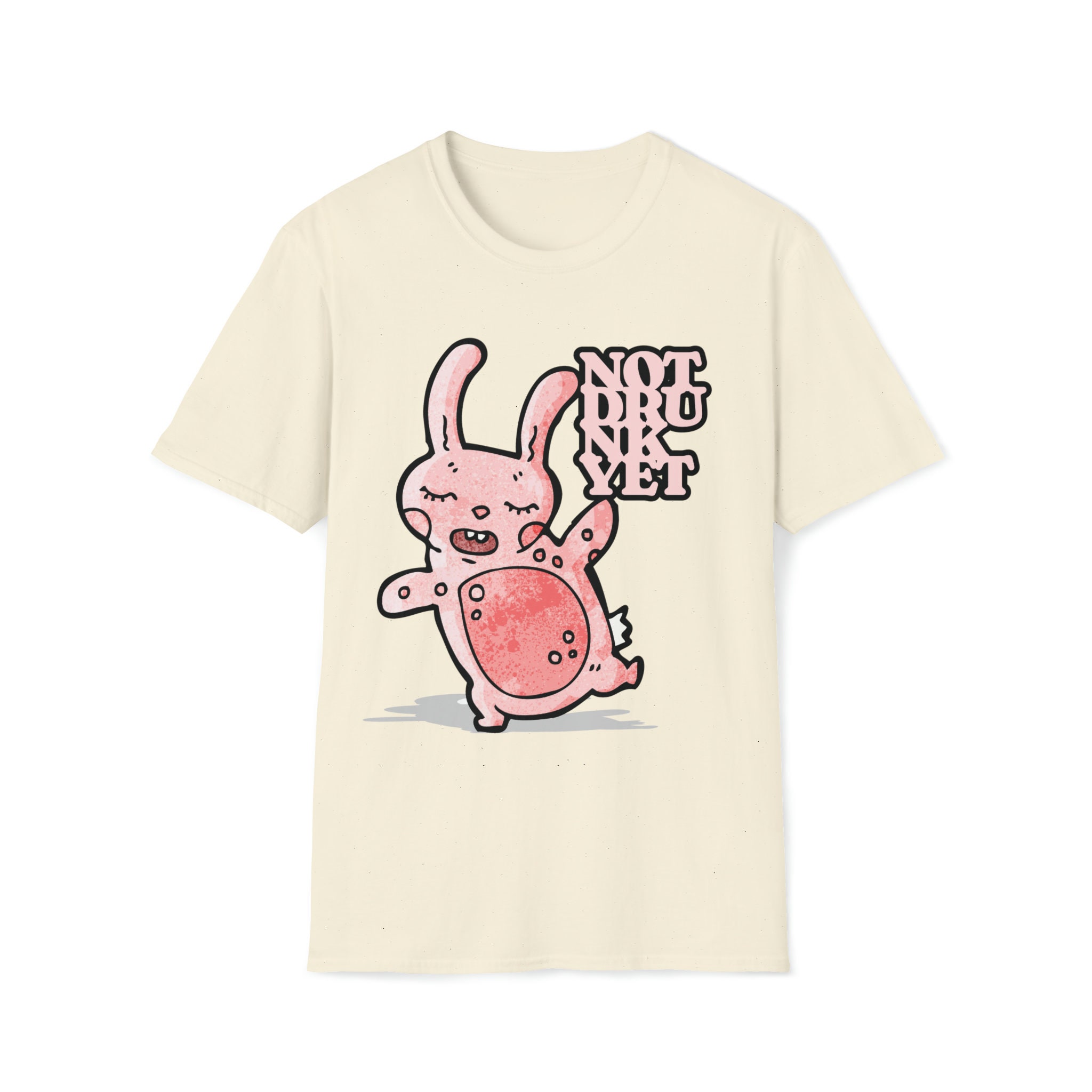 Not Drunk yet Alcoholic Cartoon Rabbit, Funny Drunk Bunny Unisex Soft ...