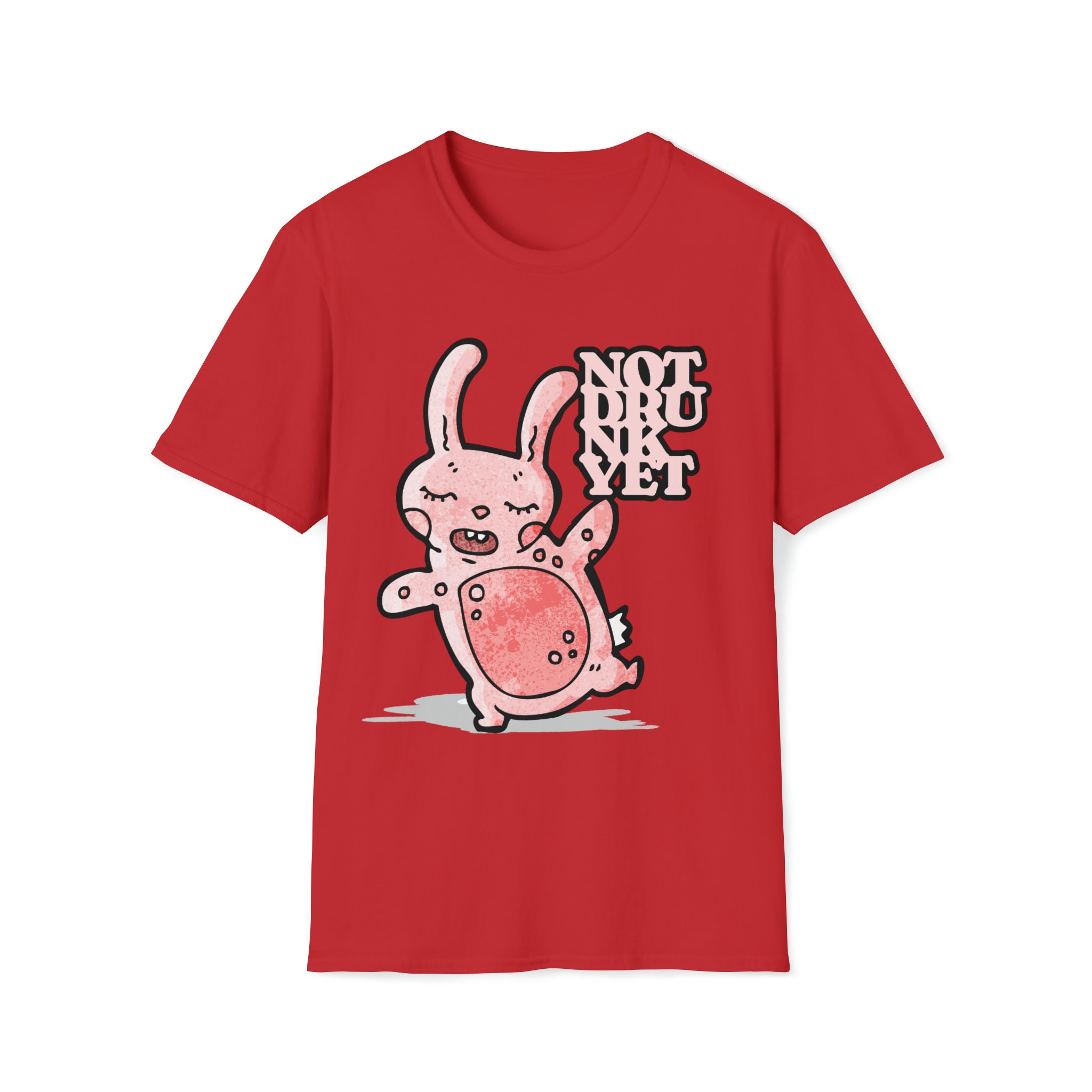 Not Drunk yet Alcoholic Cartoon Rabbit, Funny Drunk Bunny Unisex Soft ...