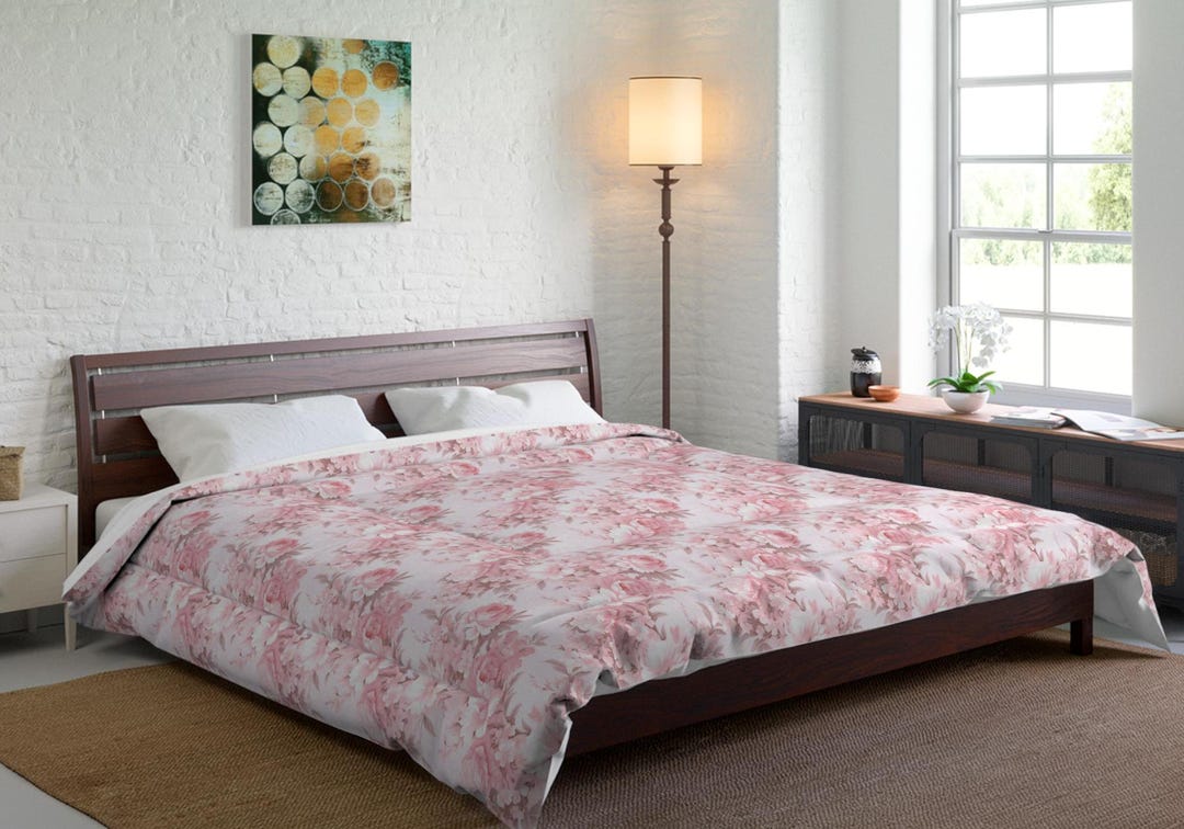 Floral Comforter Toile Pink Rose Vine Bedroom Decor Cute Vintage ...