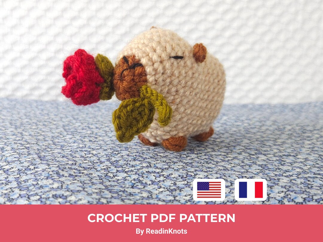 Valentine's Capybara Crochet Pattern - Easy Rose Capybara Amigurumi ...