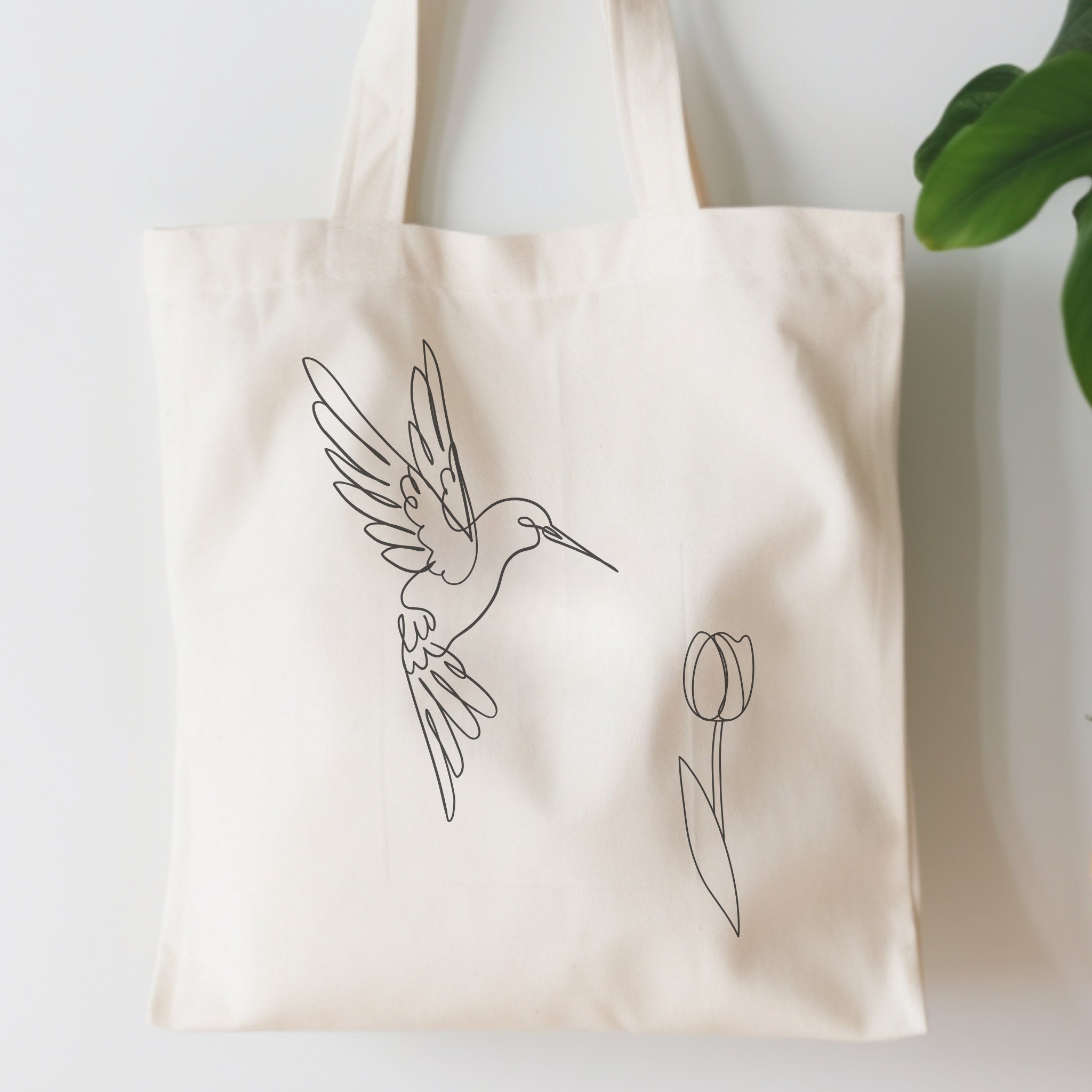 Hummingbird Tote Bag Line Art Totes Nature-inspired Tote Minimalist ...