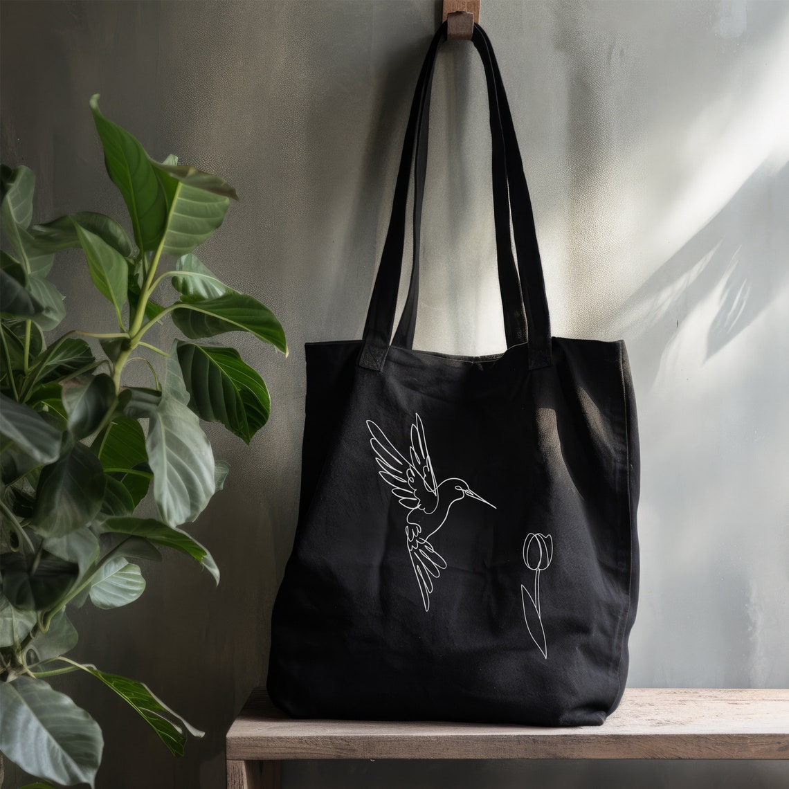 Hummingbird Tote Bag Line Art Totes Nature-inspired Tote Minimalist ...