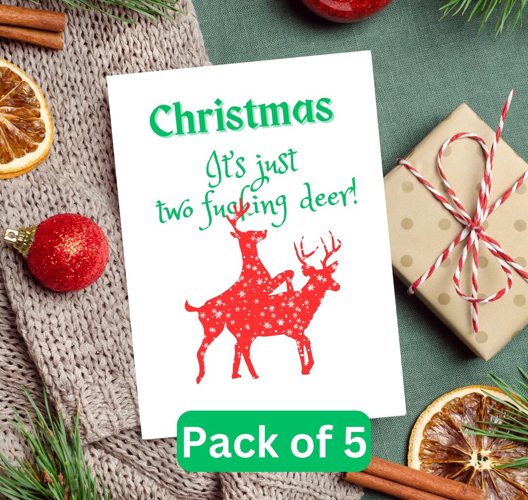 Pack of 5 Funny Christmas Cards Rude Christmas Cards Joke Christmas ...