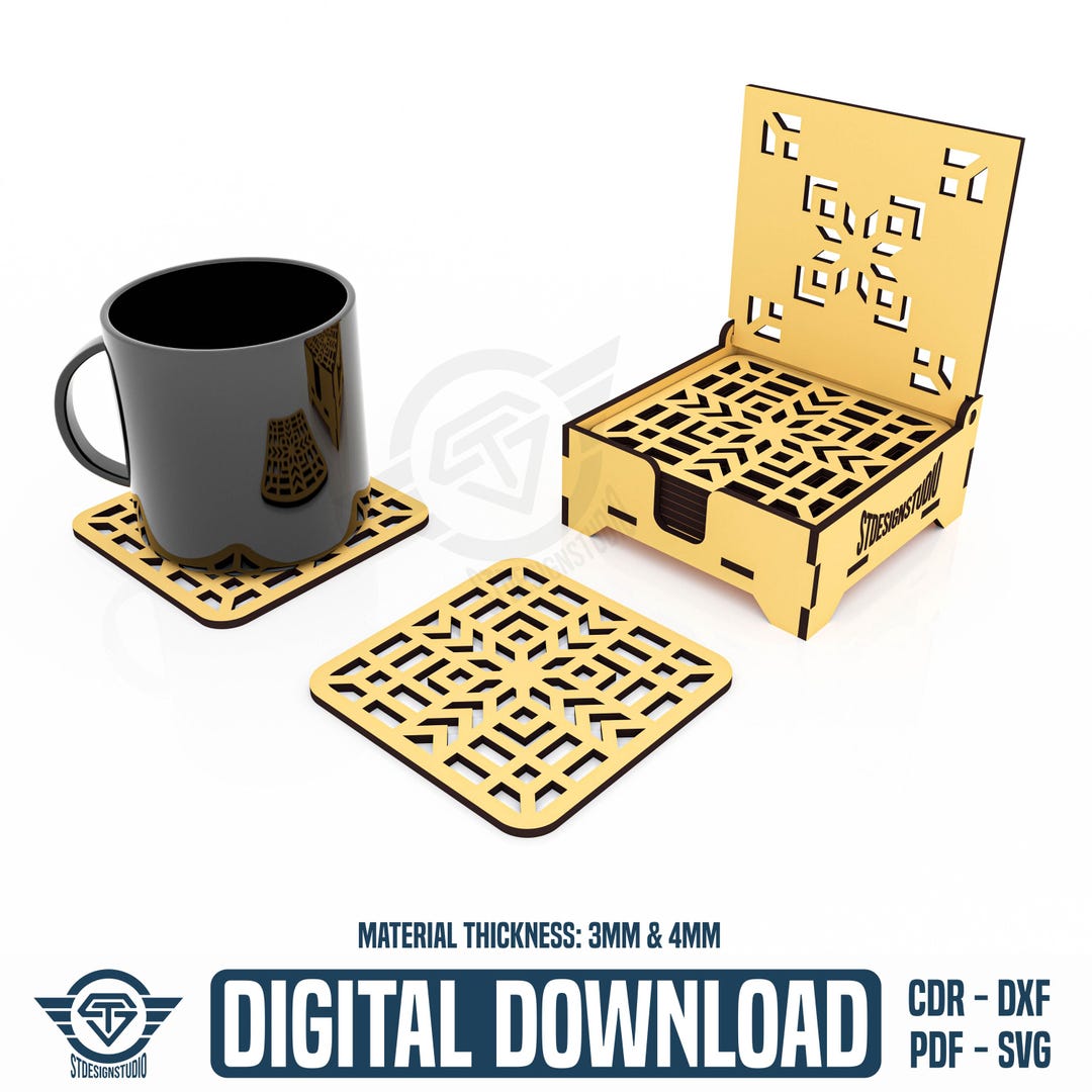 Laser Cut Coaster & Box Files, Laser Cutting Files - Etsy