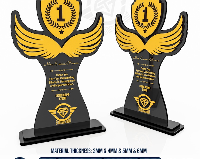 Hexagon Acrylic Trophy With Wood Base / Science Award / STEM Award ...