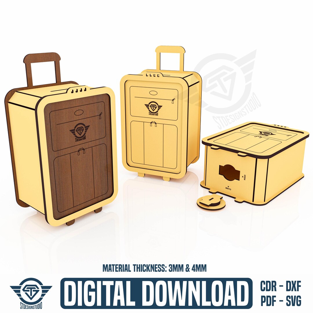 Suitcase Moneybox Laser Cut Files, Laser Cutting Files - Etsy