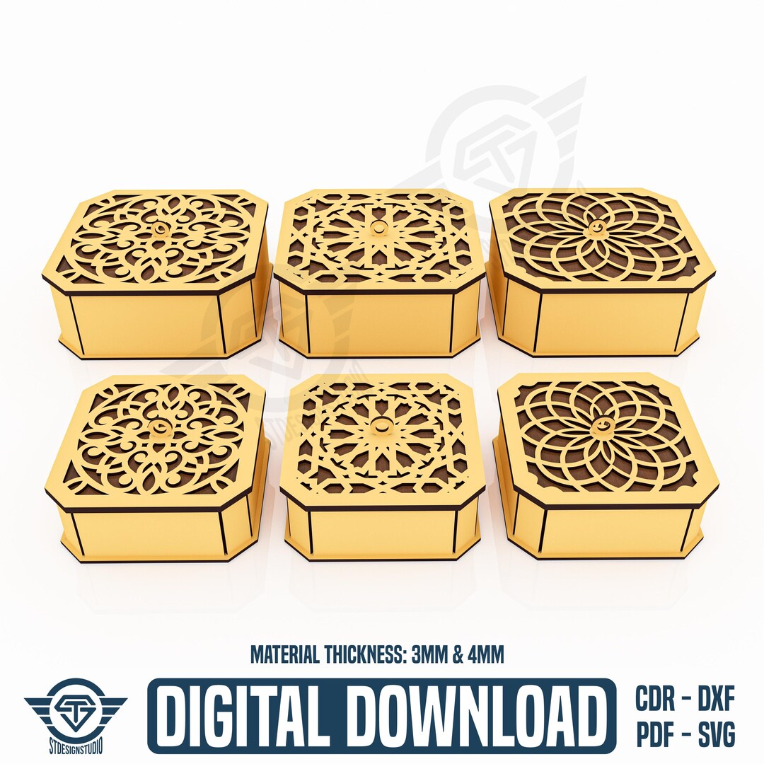 Decorative Gift Box Laser Cut Svg Files, Laser Cutting Files - Etsy