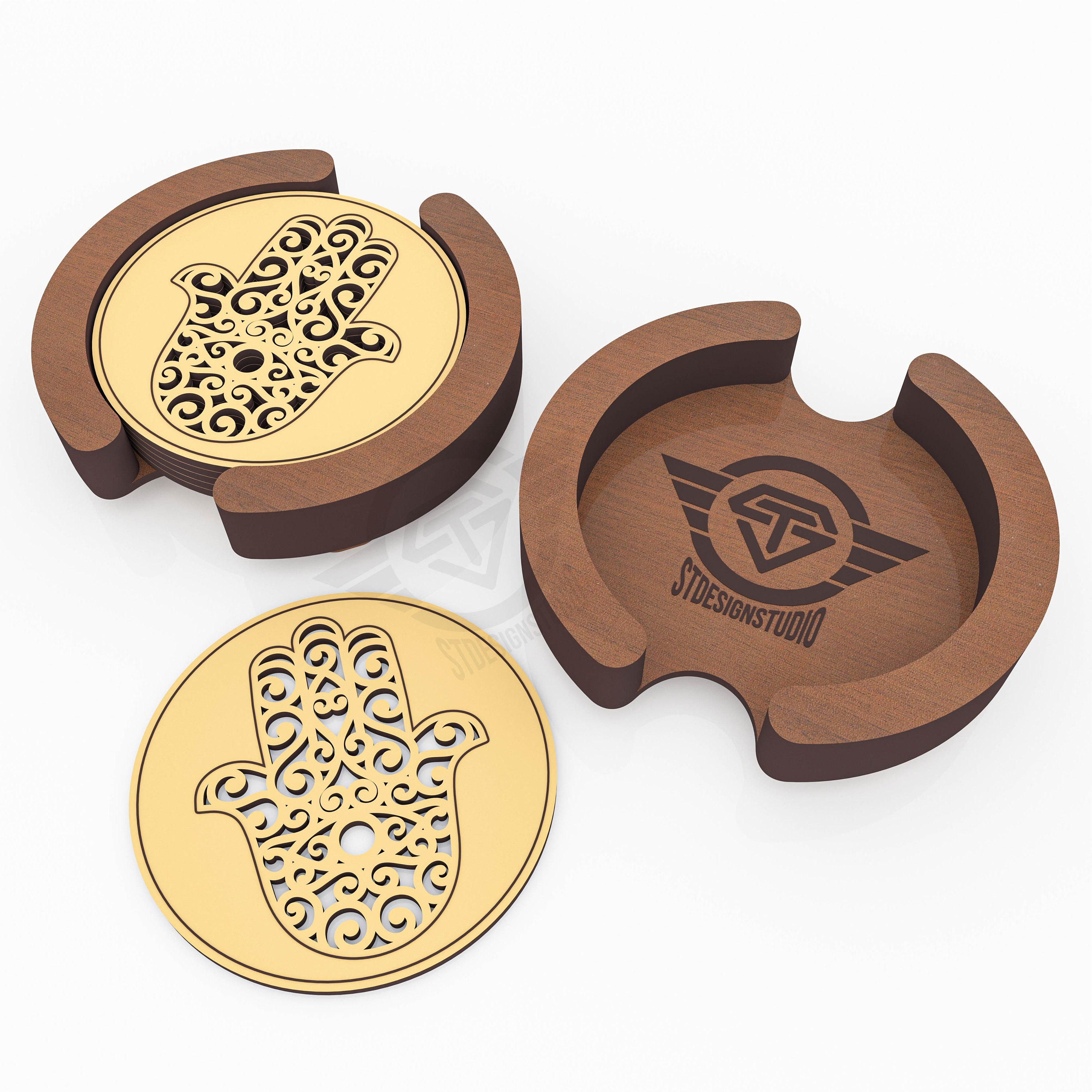 Coaster With Stand Laser Cut Files, Laser Cutting Files - Etsy