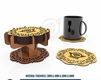 Coaster With Stand Laser Cut Files, Laser Cutting Files - Etsy