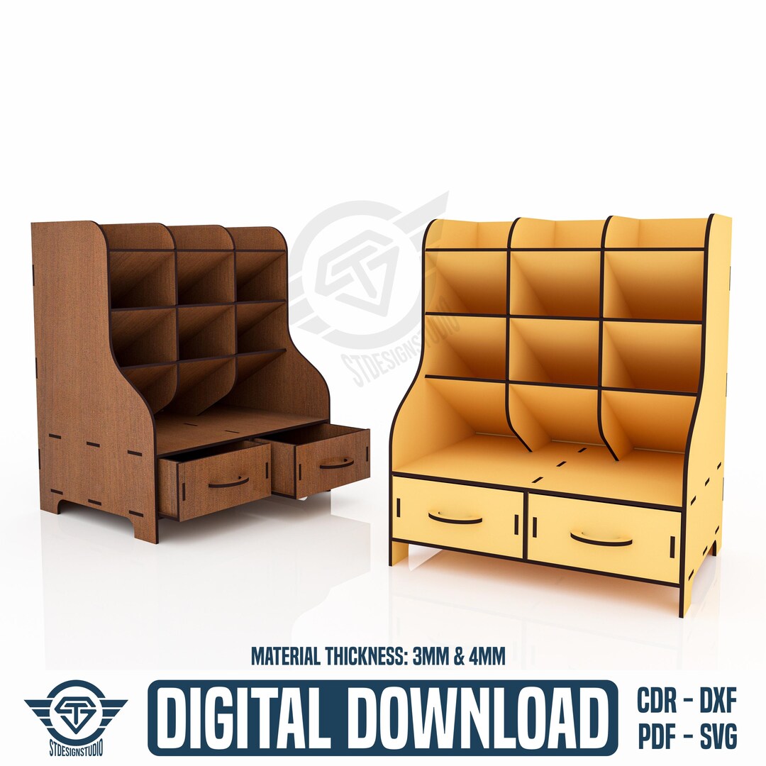 Laser Cut Desktop Organiser Svg Files, Laser Cutting Files - Etsy