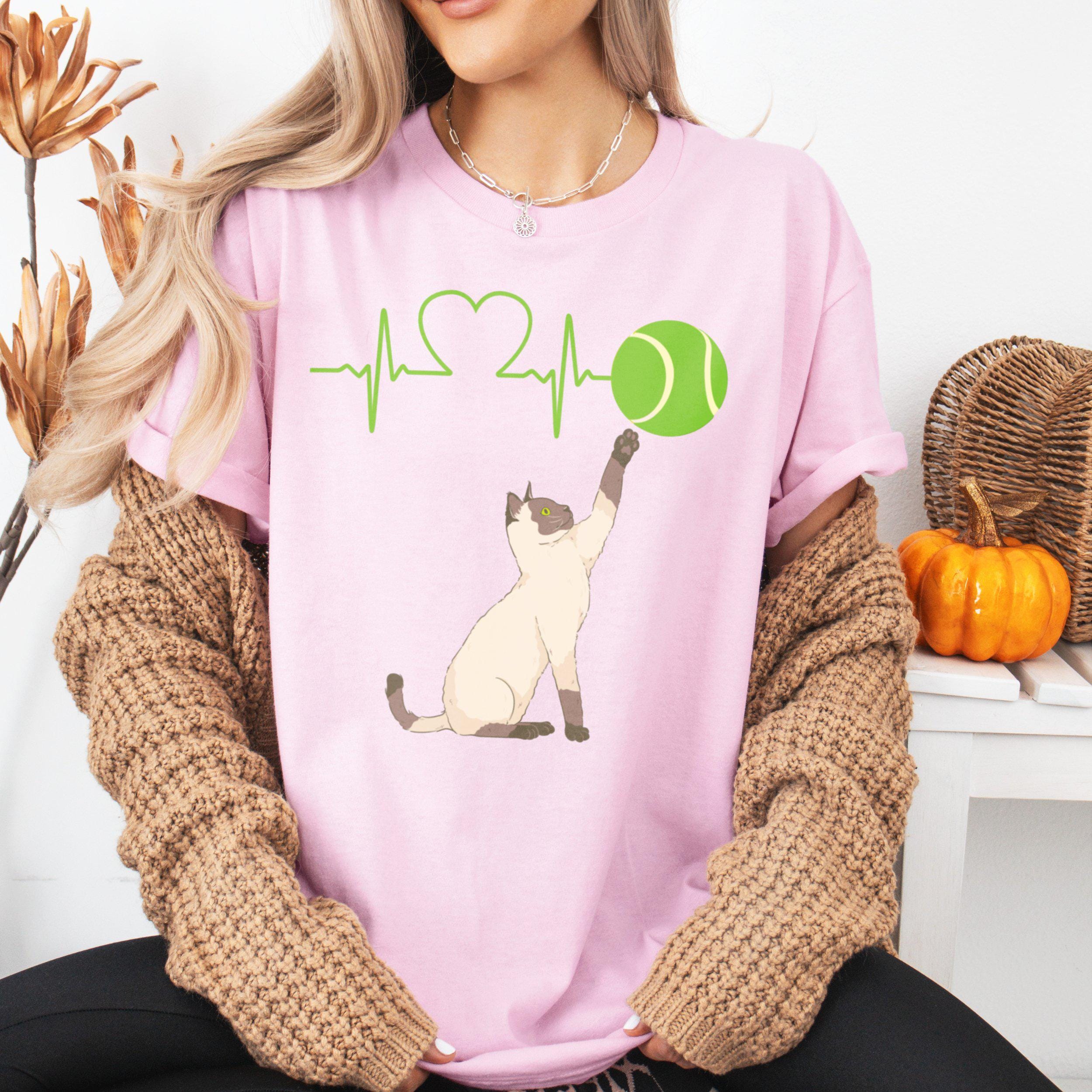 Cute Cat With Green Tennis Ball Heartbeat T-shirt, Funny Cat Lover ...