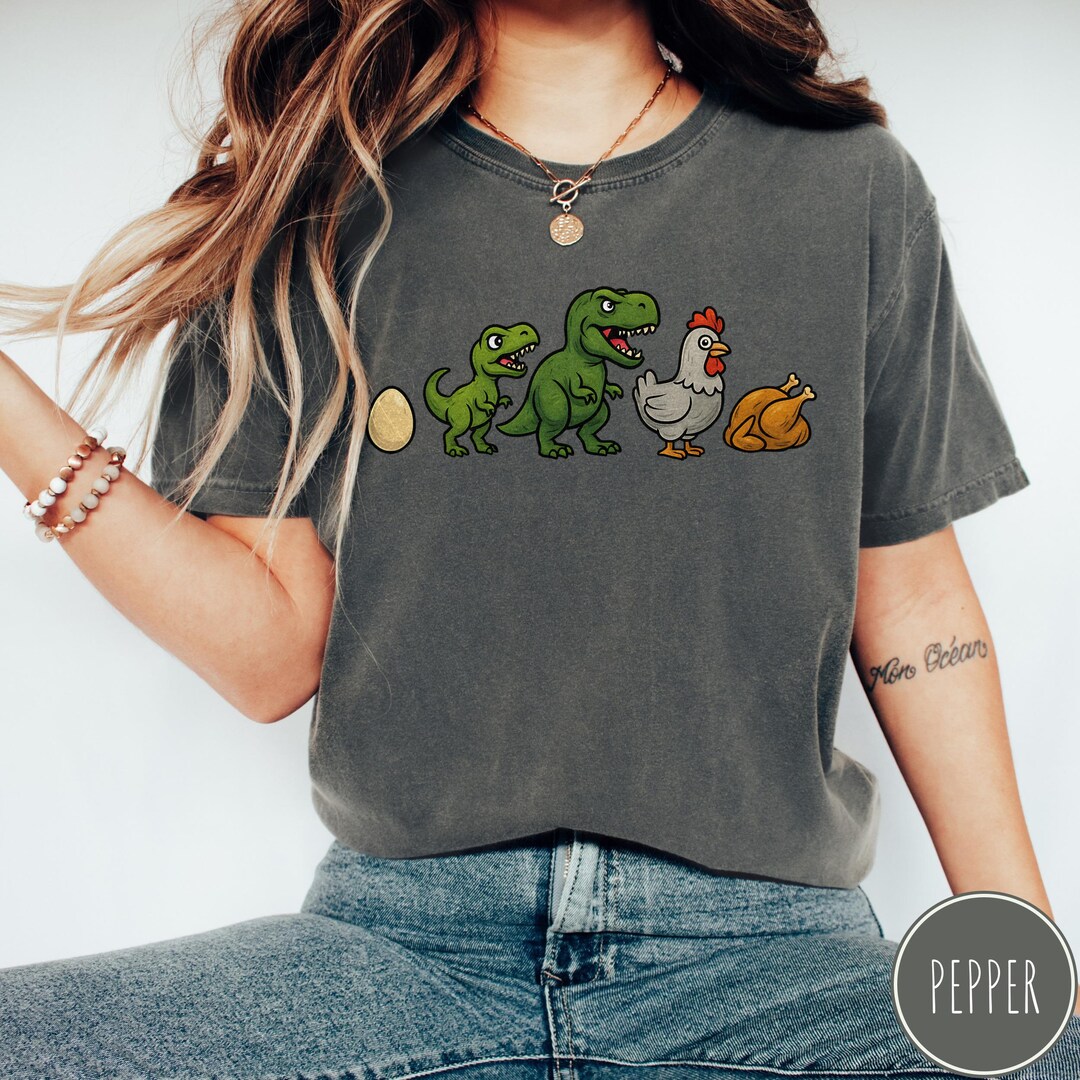 Funny Chicken Dinosaur Evolution T-shirt, Dino Lover Comfort Colors ...