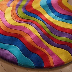 Multicolored Vibrant Abstract Rug, Irregular Shaped Hand Tufted Rug ...