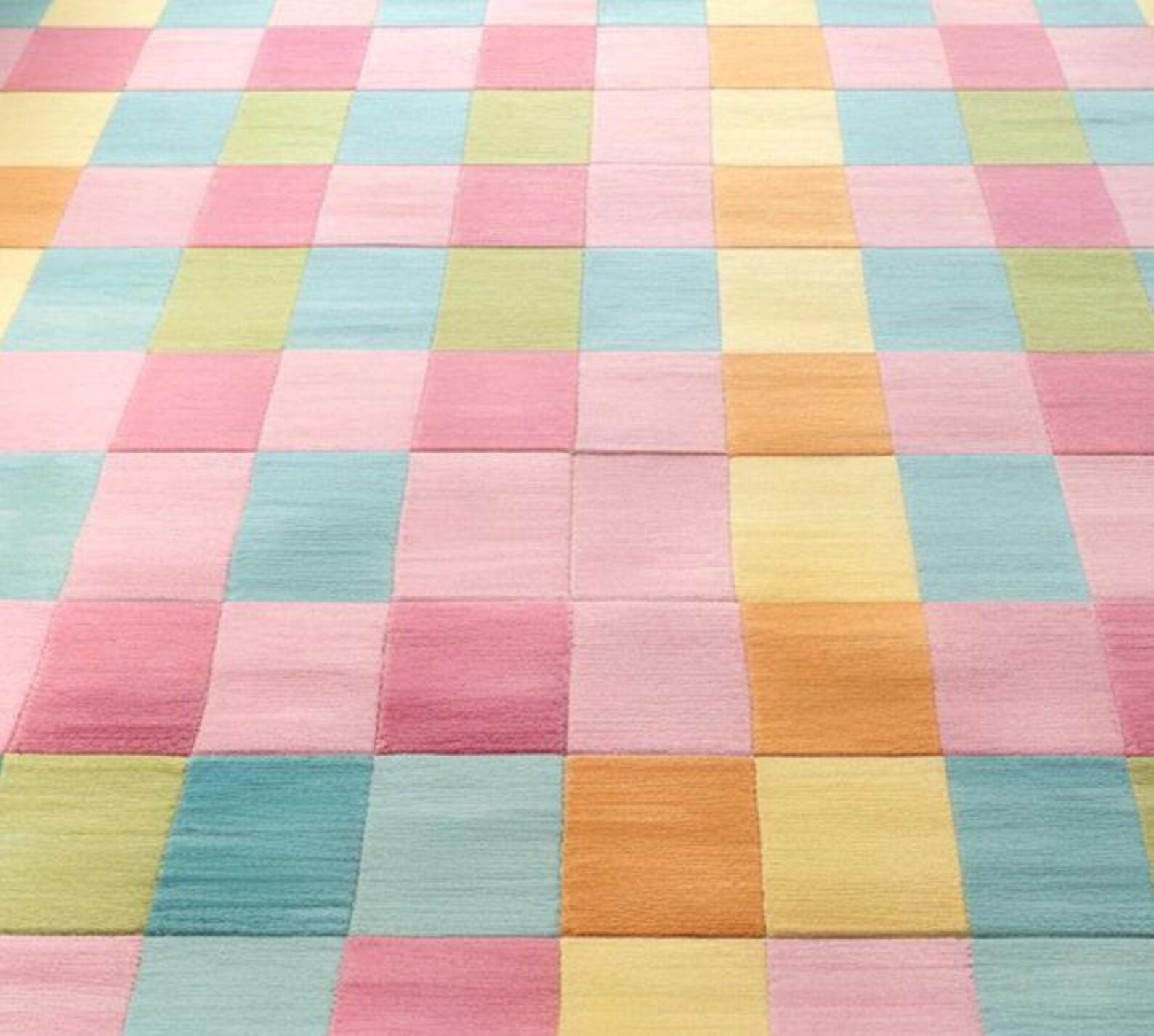 Pink Checkered Hand Tufted Rug, Multicolored 100% Fine Wool Rug, Large ...