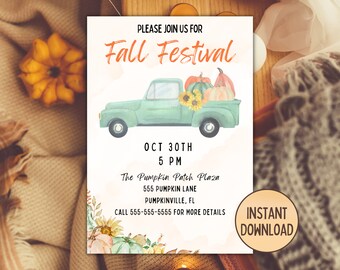 Fall Festival Invitation Template Editable and Printable. - Etsy